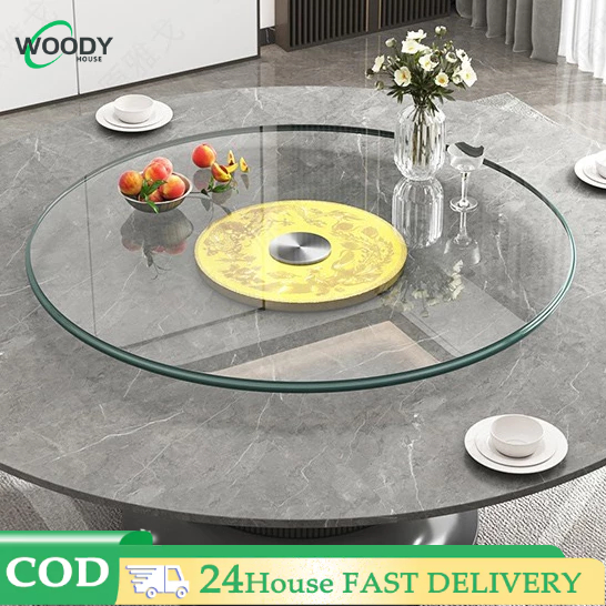Tempered Glass Rotating Top Table / Turning Glass Top 60cm/80cm/90cm ...