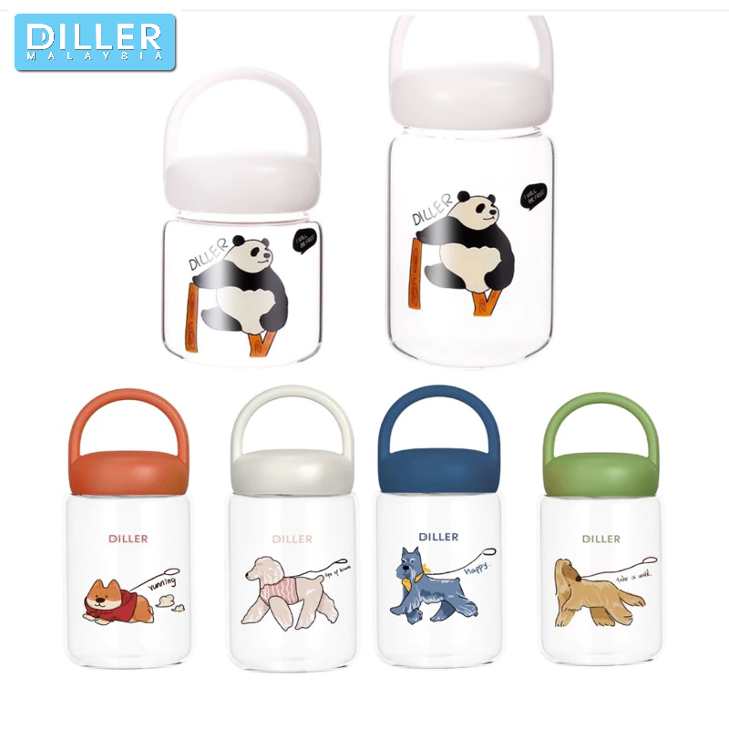 Diller Panda Puppy Art Borosilicate Glass Water Cup Mug Bottle MLH589 ...