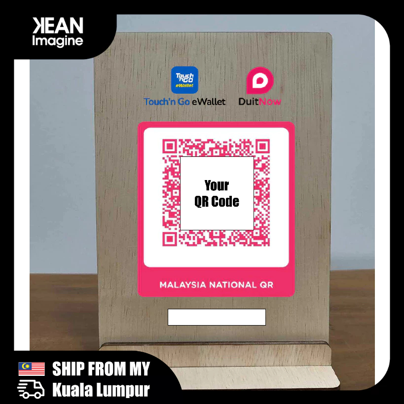 Wood Stand With Your Custom QR CODE Duit Now TNG Touch N Go/Maybank ...