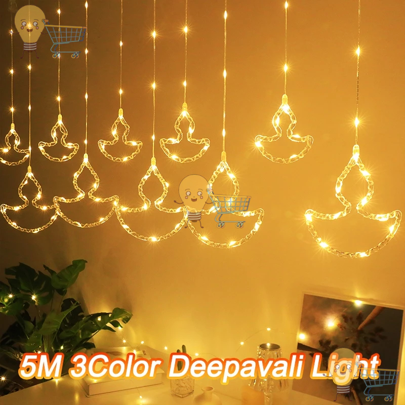 New 5M LED 3Color Deepavali light 11modes Lighting Diwali Fairy String ...
