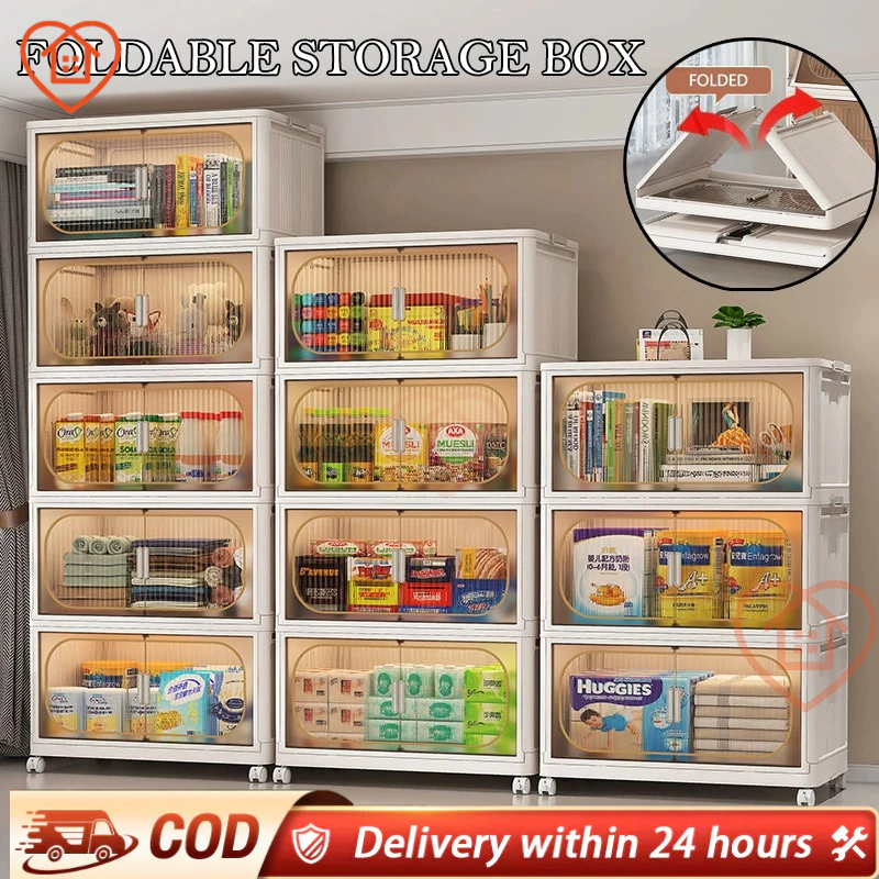 📣LOWEST PRICE📣1/2/3/4/5 Layers Foldable Storage Cabinet 2 Doors Storage ...