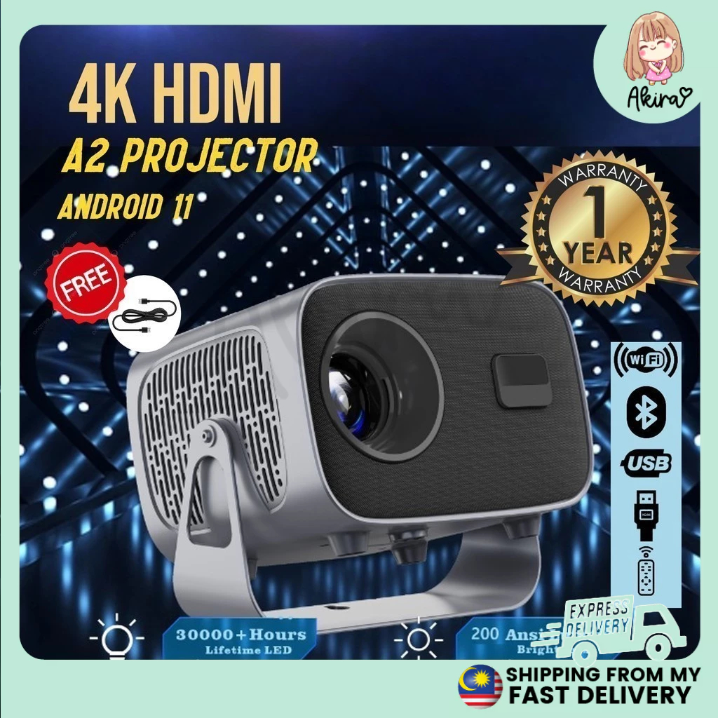 New Smart Mini Android System Projector 1280P Full HD 4K WiFi LED ...