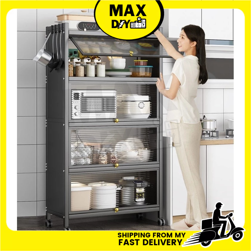 3/4/5 TIER FOLDABLE STORAGE RACK/ RODA RAK / MICROWAVE RACK/KITCHEN ...