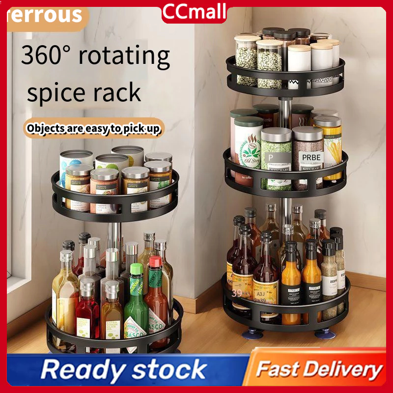 2/3 Tier 360° Rotatable Kitchen Rotating Spice Rack Rak Rempah ...