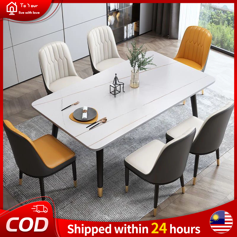 Furniture Set meja makan Dining Table set 2-4-6 Seater kerusi Chair ...