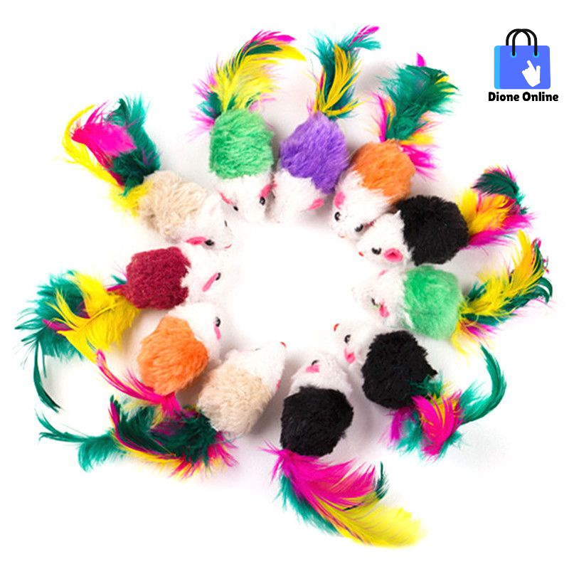 Colorful Cat Toy Chasers Mini Feather Mice Mainan Kucing | Shopee Malaysia
