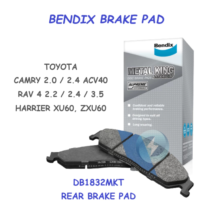 ORIGINAL BENDIX REAR BRAKE PAD DB1832MKT TOYOTA CAMRY 2.0E 2.0G 2.4V ...