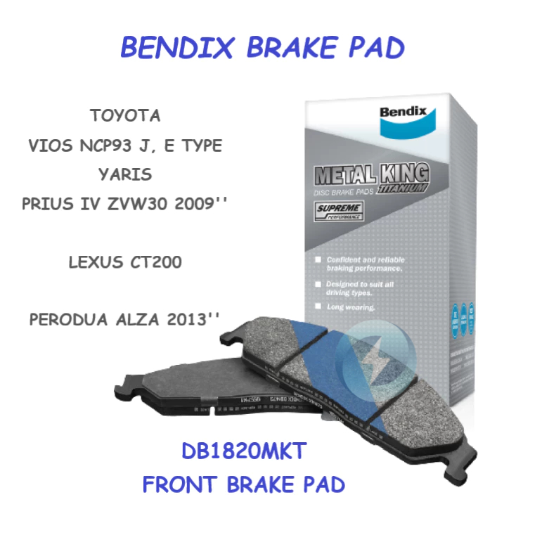 ORIGINAL BENDIX FRONT BRAKE PAD DB1820MKT LEXUS CT200 PERODUA ALZA ...