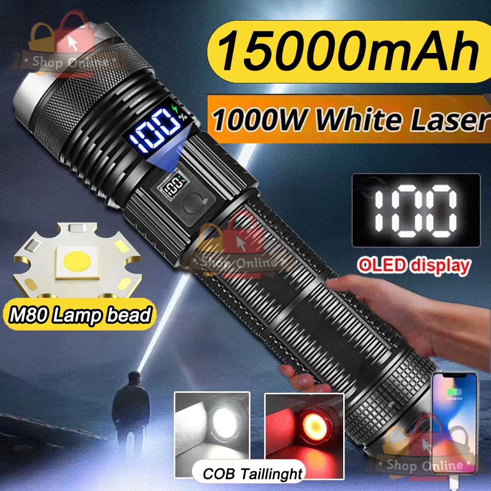 2024 Ultra Powerful 1000W Torch light M80 Built-in 15000mah Battery ...