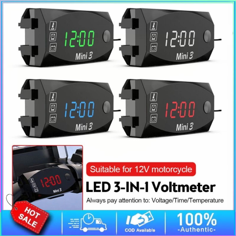 DC 6V-30V Car Motorcycle Battery Volt Meter Voltmeter Voltage Meter ...