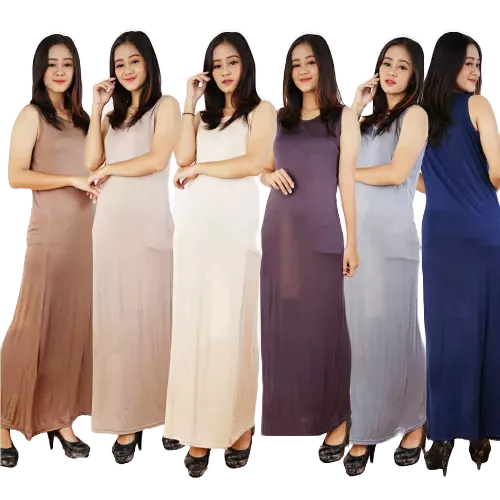 Long Inner Baju Dress Legan Xde Jubah Inner Dress Sleeve Less Kain ...
