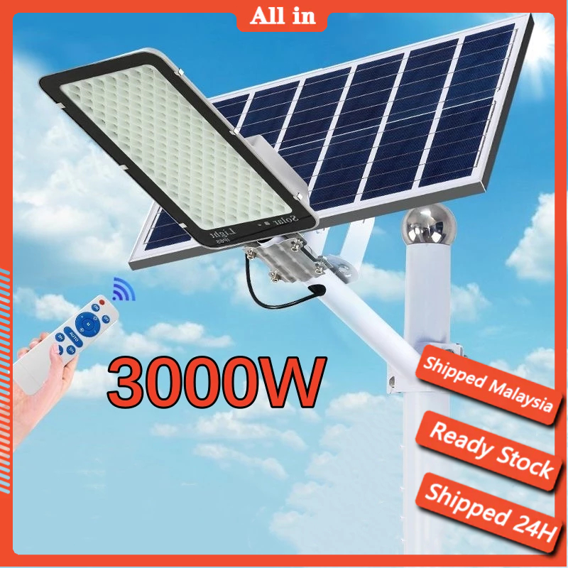 Solar light 3000W Solar Street Light Lampu Solar Spotlight Kuasa Tinggi ...