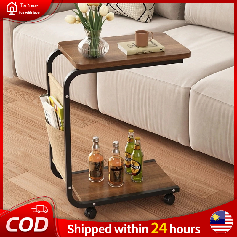 Nordic Movable Sofa Side Table Coffee Table with wheels Minimalist Tea ...