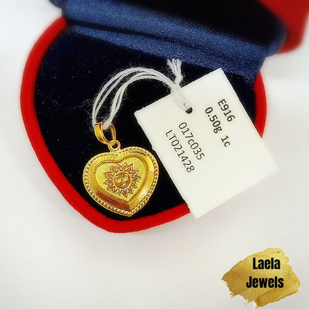 LAELA LOKET LOVE NIPIS STAMPING EMAS TULEN 916 GOLD PENDANT | Shopee ...