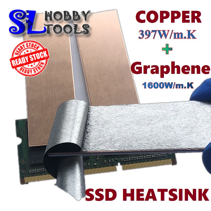 M.2 2280 PCI-E NVME SSD Heatsink Graphene Tembaga dengan Pad Terma 13W ...