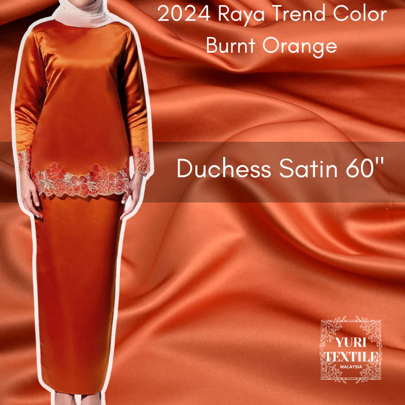 [2024 Raya Trend] Premium Soft Duchess Satin Fabric (Burnt Orange ...