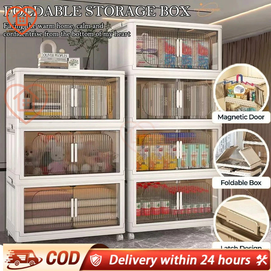 📣LOWEST PRICE📣1/2/3/4/5 Layers Foldable Storage Cabinet 2 Doors Storage ...