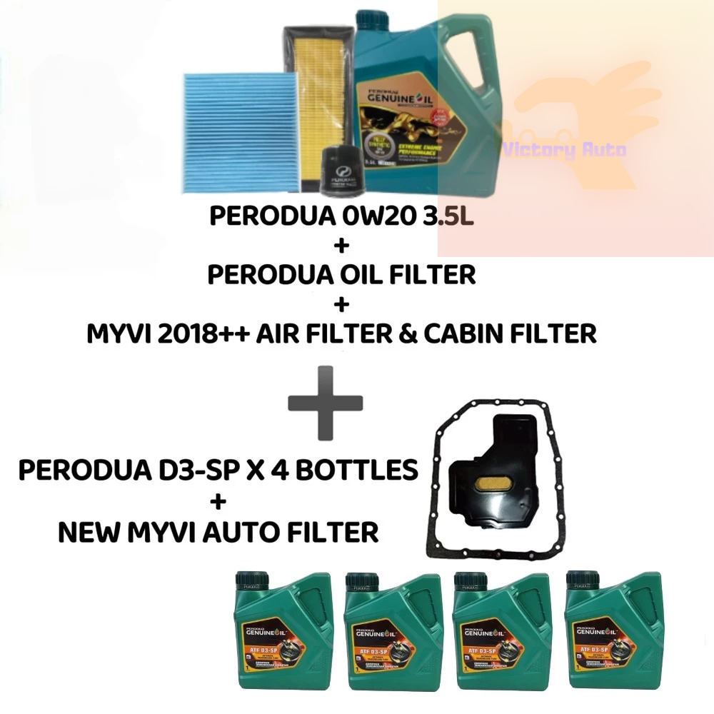 PERODUA 0W20 3.5L ENGINE OIL + OIL FILTER BEZZA 1.3 / MYVI AIR FILTER CABIN FILTER + D3-SP ...