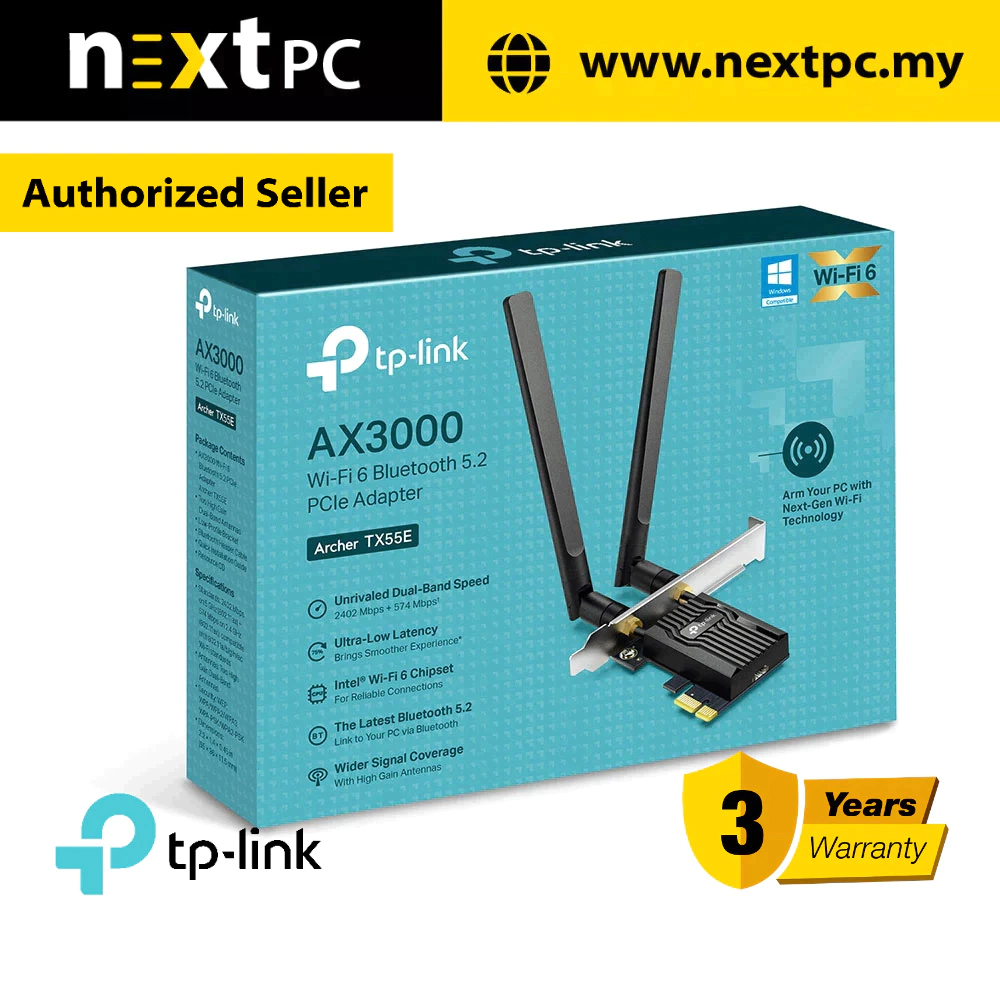 [Ready Stock] TP-LINK Archer TX55E AX3000 Wi-Fi 6 Bluetooth 5.2 PCIe ...