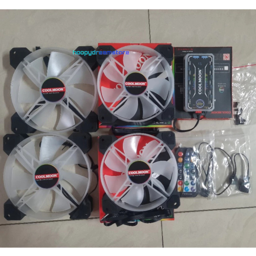 COOLMOON Jade Ring RGB Cooling Fan 120mm 140mm 12V connector 6 Pin Plug ...