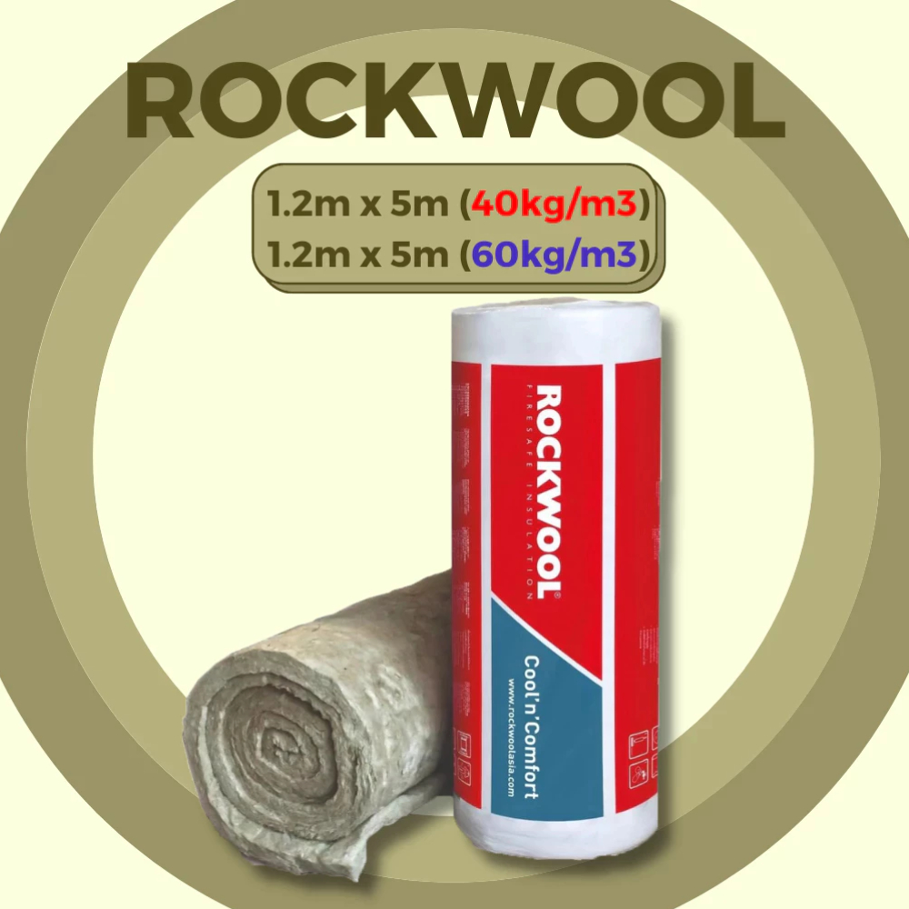 ROCKWOOL Mineral Wool (1.2m x 5m [40kg/m3][60kg/m3]) Heat Insulation ...