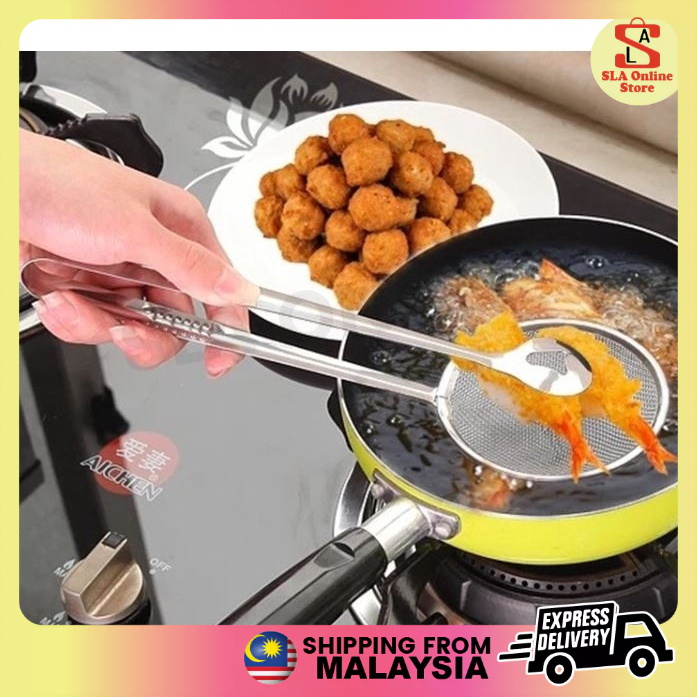 Filter Spoon with Clip Food Kitchen Oil-Frying BBQ Filter Stainless ...