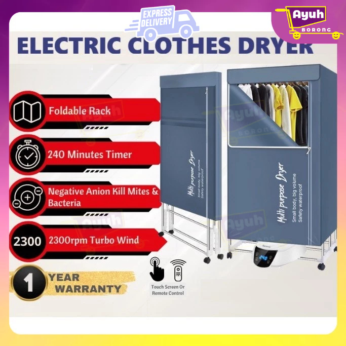 【3 PIN PLUG】1500W Cloth Dryer Portable Clothes Dryer Heating 2-Layer ...