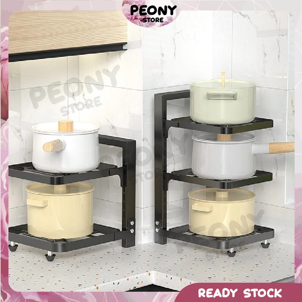 【READY STOCK】 Pot Rack Organizer Adjustable Multipurpose Pan Rack ...