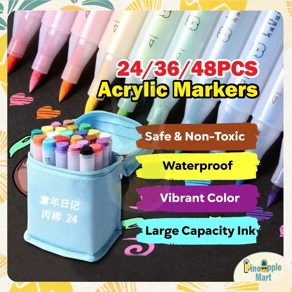 Waterproof Acrylic Marker Pen 24/36/48 Colouring Pen DIY on Glass Stone ...