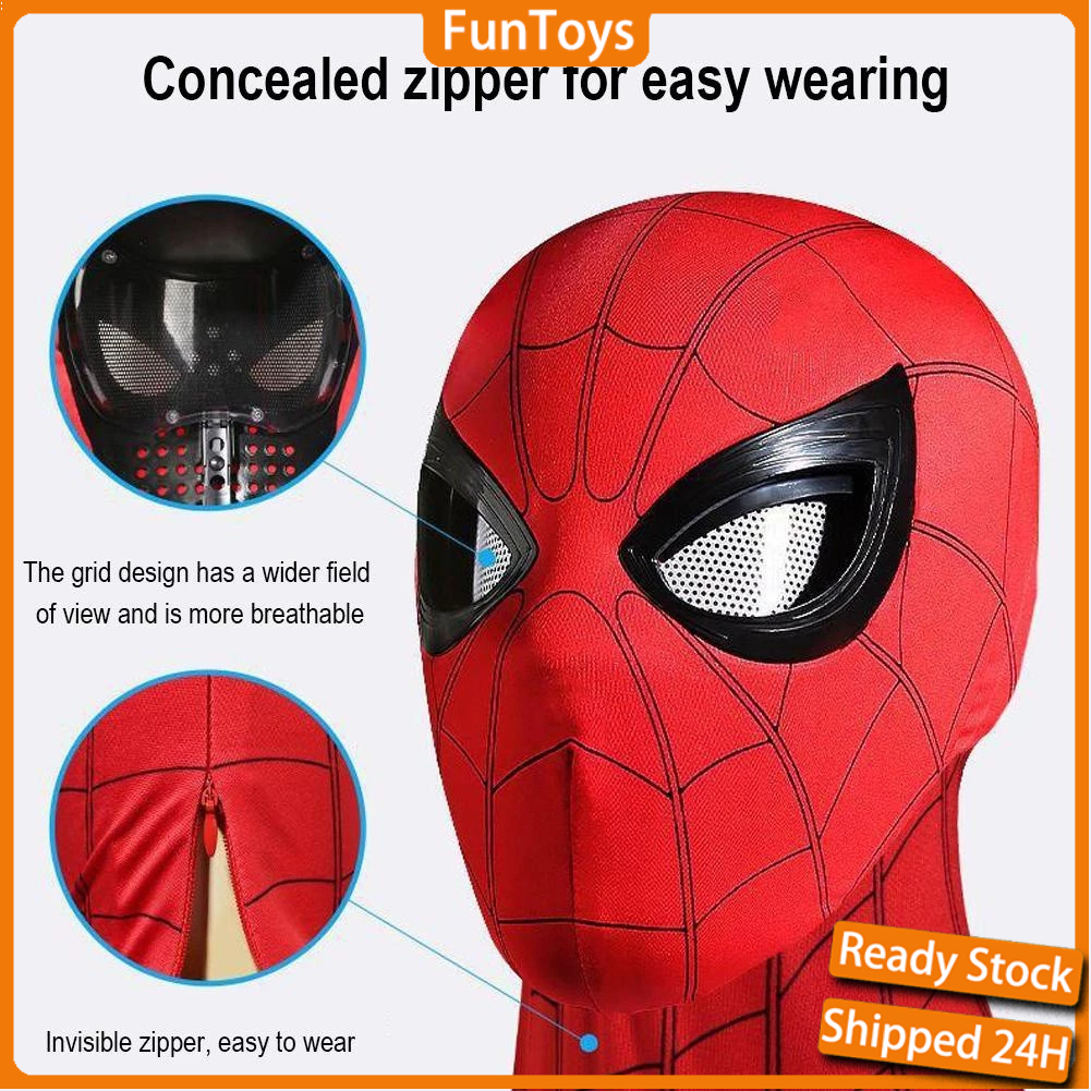 【24H】Spider Man Headgear Mask Movable Eyes 1:1 Helmet Spiderman Cosplay ...