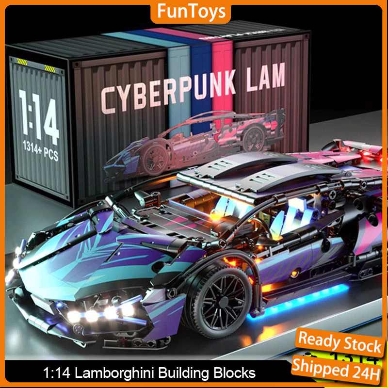1314Pcs Mainan Lamborghini Building Blocks 1:14 Sports Car Model ...