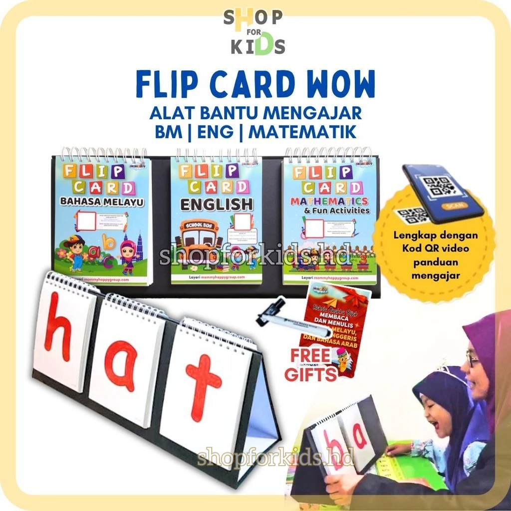 FLIP CARD WOW + MARKER PEN | Alat Bantu Mengajar BM Eng Math 123 ABC ...
