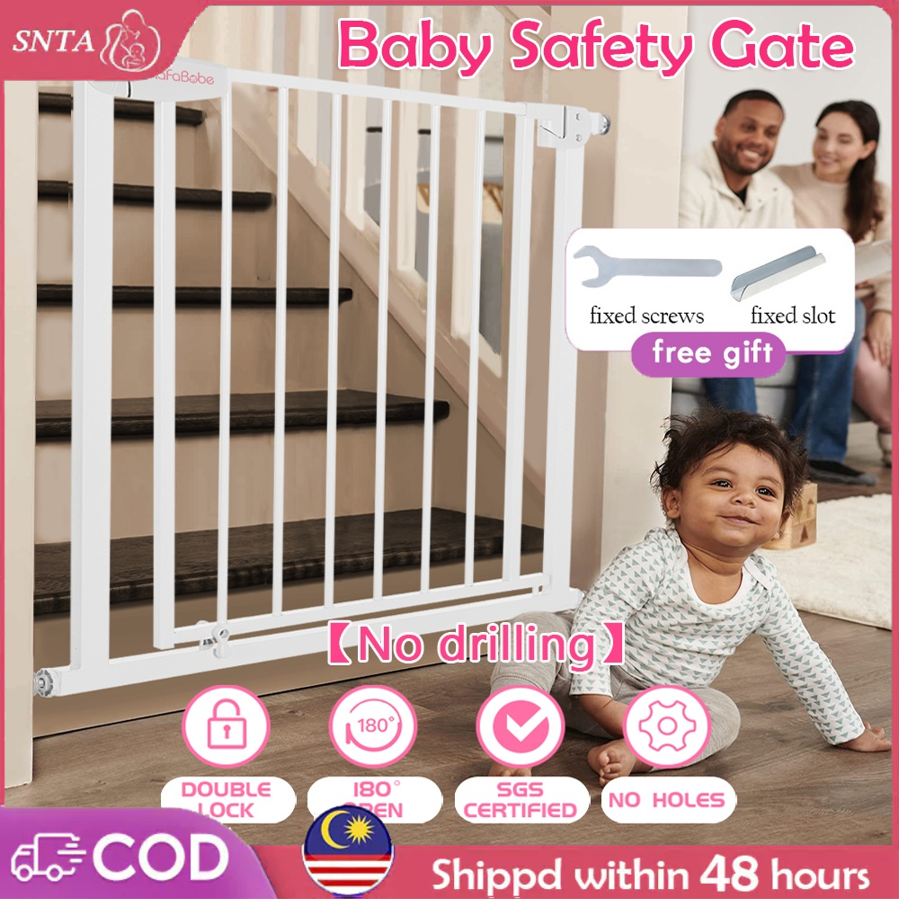 Mafababe💖Baby Safety Gate Auto Lock Gate Baby Fences Pet Gate Pagar ...