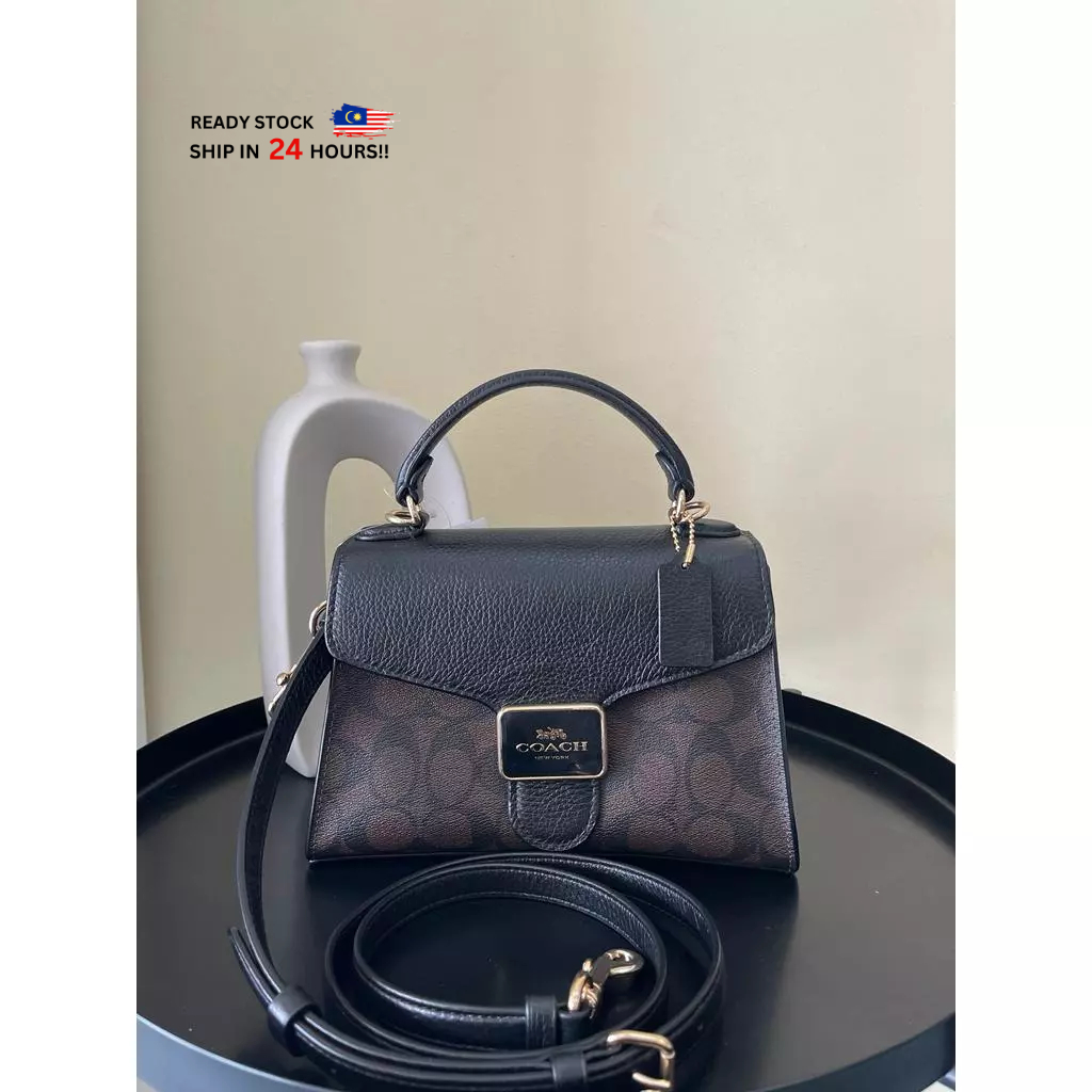 ORIGINAL COACH PEPPER SATCHEL IN SIGNATURE CANVAS | Shopee Malaysia