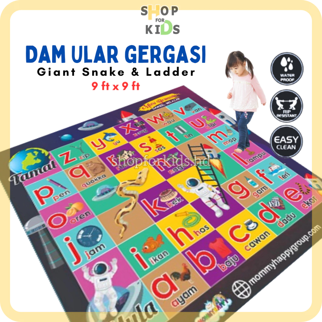 DAM ULAR ABC GERGASI 9x9 BBM MOMMYHAPPY | Giant Snake Ladder Big ...