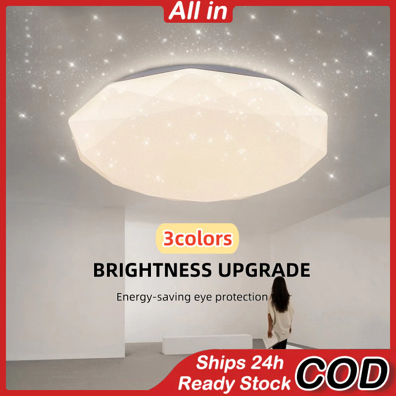 【COD】24W/36W/48W 3 colour LED Round Modern Ceiling Light For Living ...