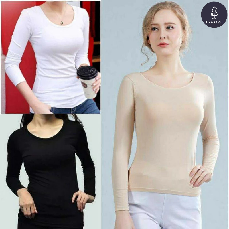 DRESS2U 】INNER DRESS / INNER SHIRT Lengan Panjang Wanita Muslimah ...