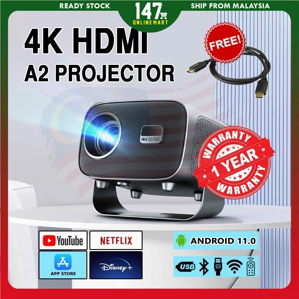 New Smart Mini Android System Projector 1280P Full HD 4K LED Portable ...