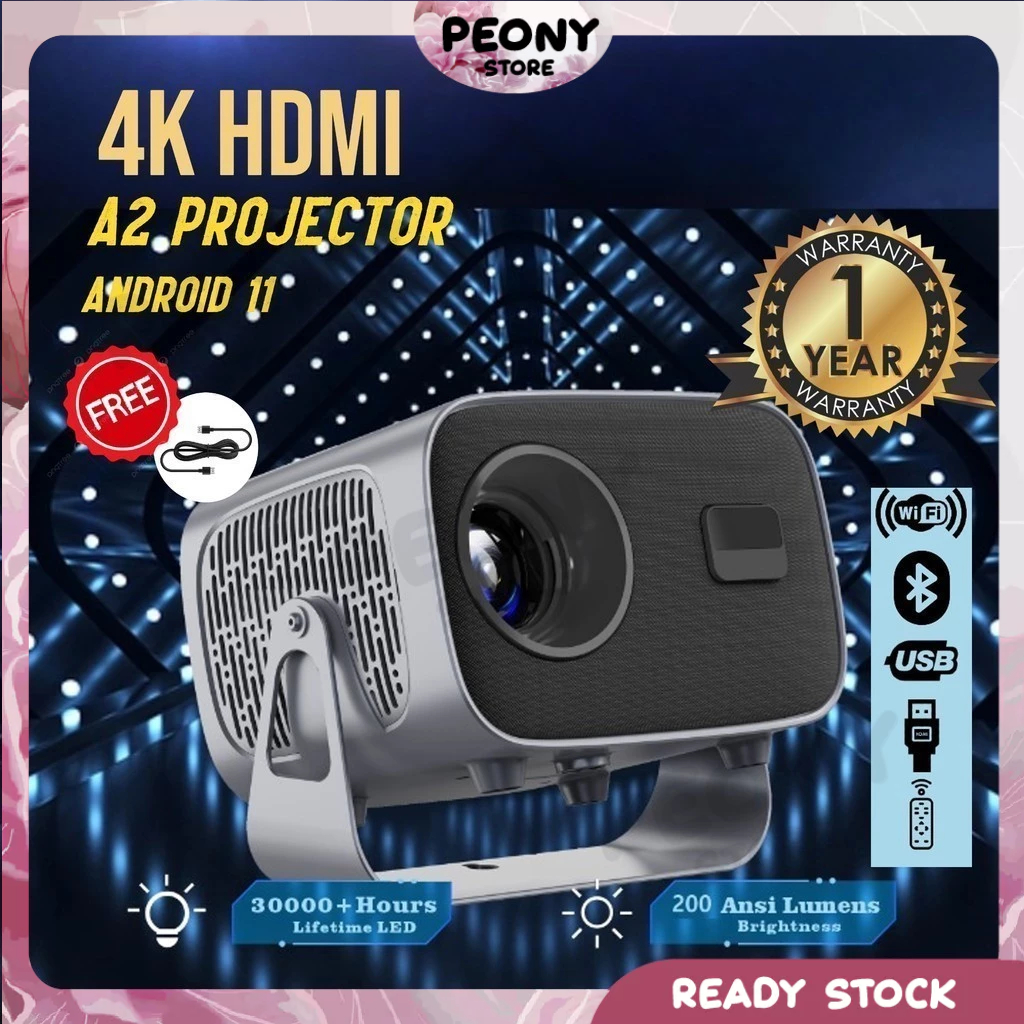 New Smart Mini Android System Projector 1280P Full HD 4K Wireless WiFi ...