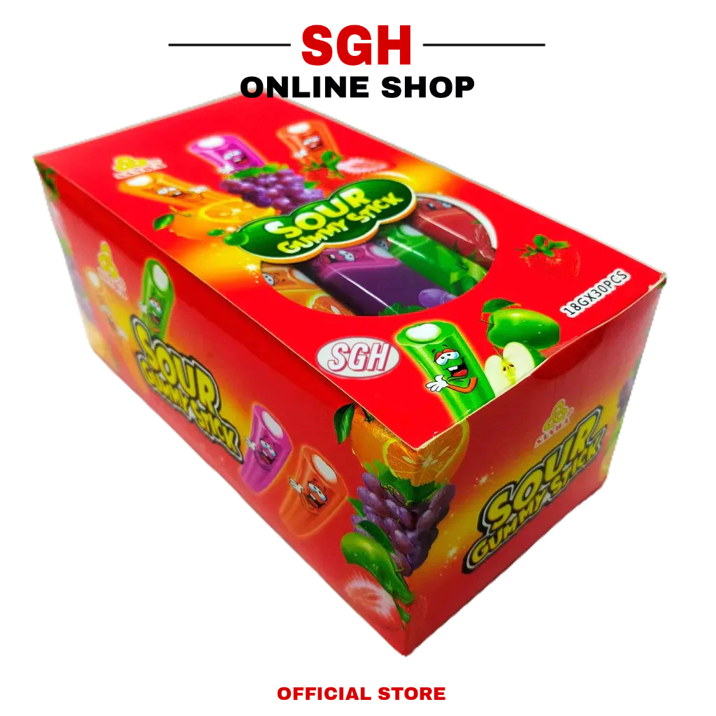 Sanwa Sour Gummy Stick chewy candy 30pcs [Apple /Strawberry /Orange ...