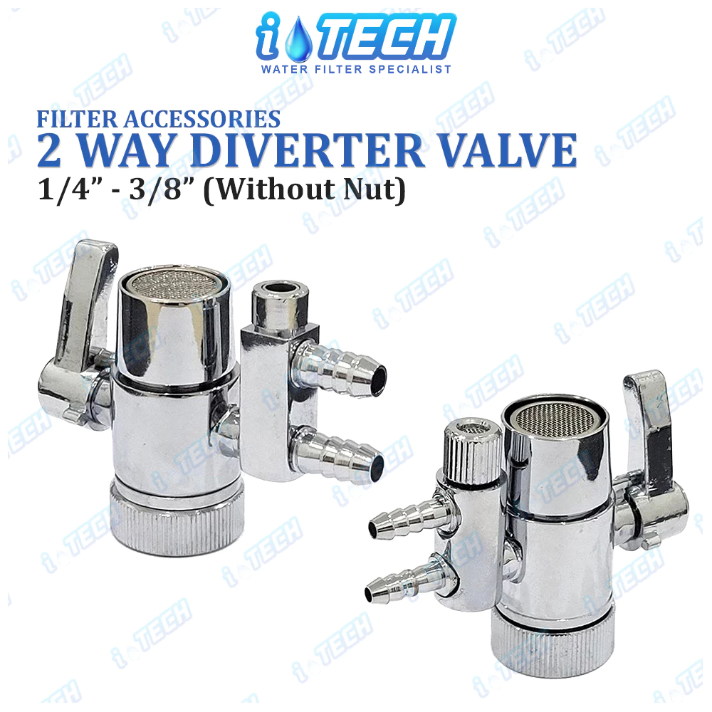 2 Way Diverter Valve 1/4" 3/8" (Without Nut) Faucet Adapter Tap ...