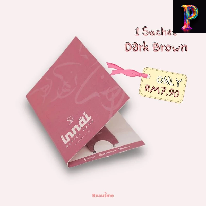 Innai Nunha Dark Brown Refill Pack 1 Sachet by Neelofa Inai Asli Sah ...