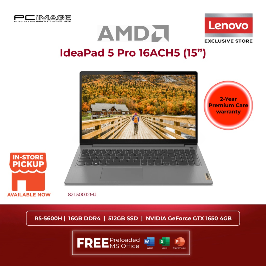 Lenovo IP5 Pro 16" | R5-5600H| 16GB| 512GB| GTX1650 |W10H |MS OFFICE H ...