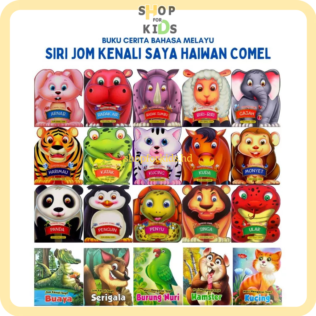 BUKU CERITA JOM KENALI HAIWAN COMEL - 21 Animal Shape Story Book BM Fun ...