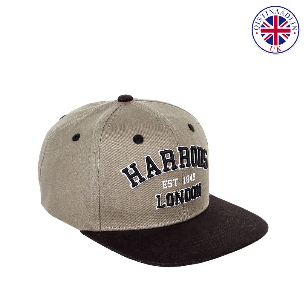HARRODS Varsity Logo Flat Peak Cap ( Grey ) | Shopee Malaysia