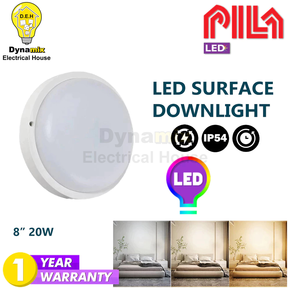 PILA LED Surface Downlight 8" 20W | Indoor/Outdoor Car Park | Round ...