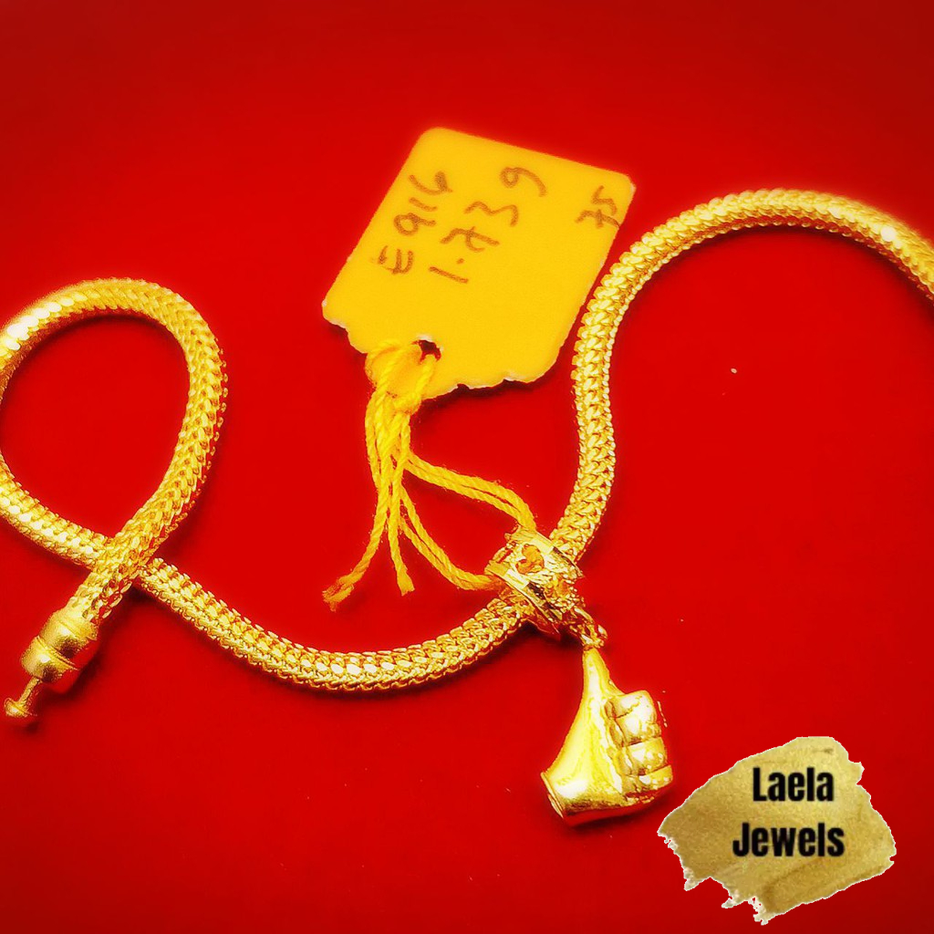 LAELA LOKET CHARM THUMBS UP EMAS TULEN 916 GOLD PENDANT / CHARM ...