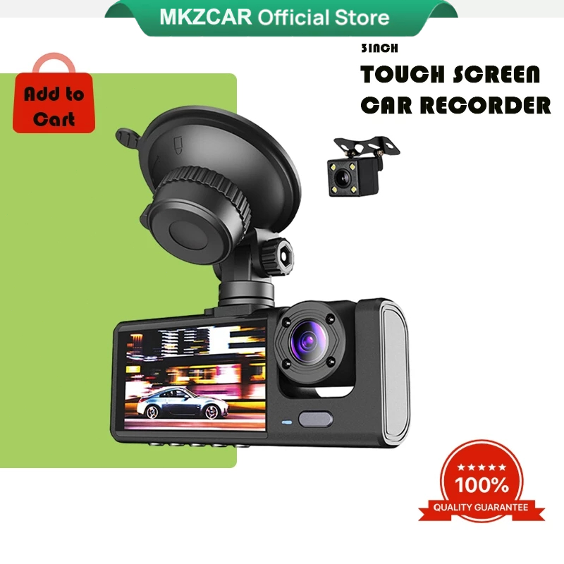 MKZCAR Dash Cam Dual Channel Full HD Car Recorder Rear Cam Recorder 3 ...