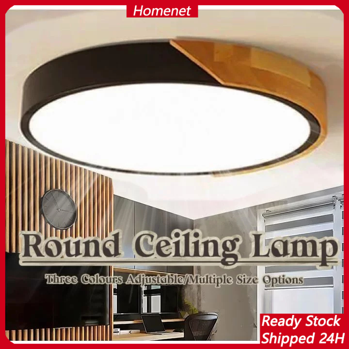 23/30/40/50CM Wooden Ceiling Light LED Tricolor Dimmable Ceiling Lamp ...