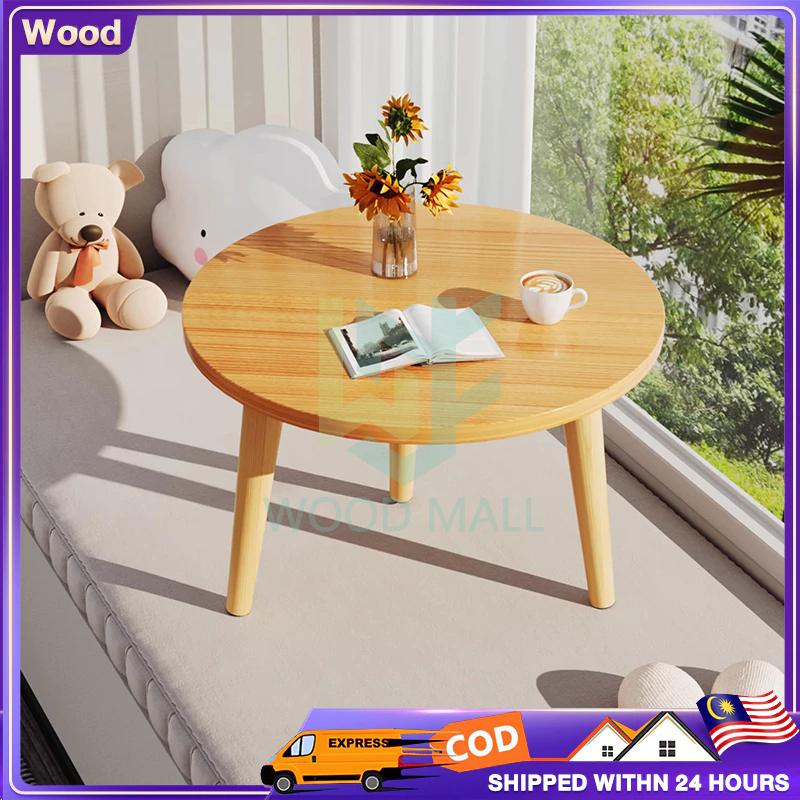 WOOD Small Round Table Nordic Solid Wood Coffee table Multifunctional ...